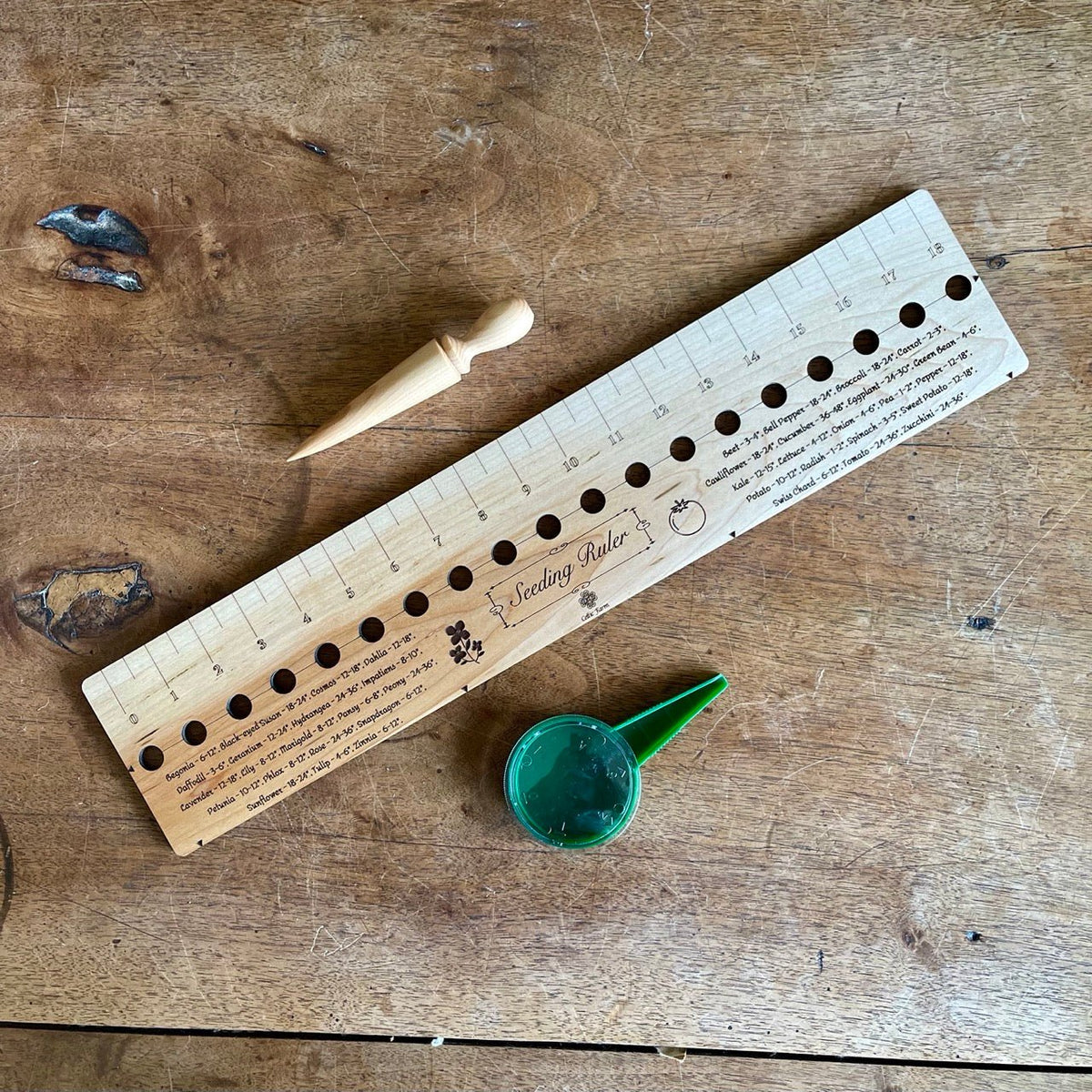 Seeding Gift Set - Dibble, Seeder and Ruler – The Celtic Farm